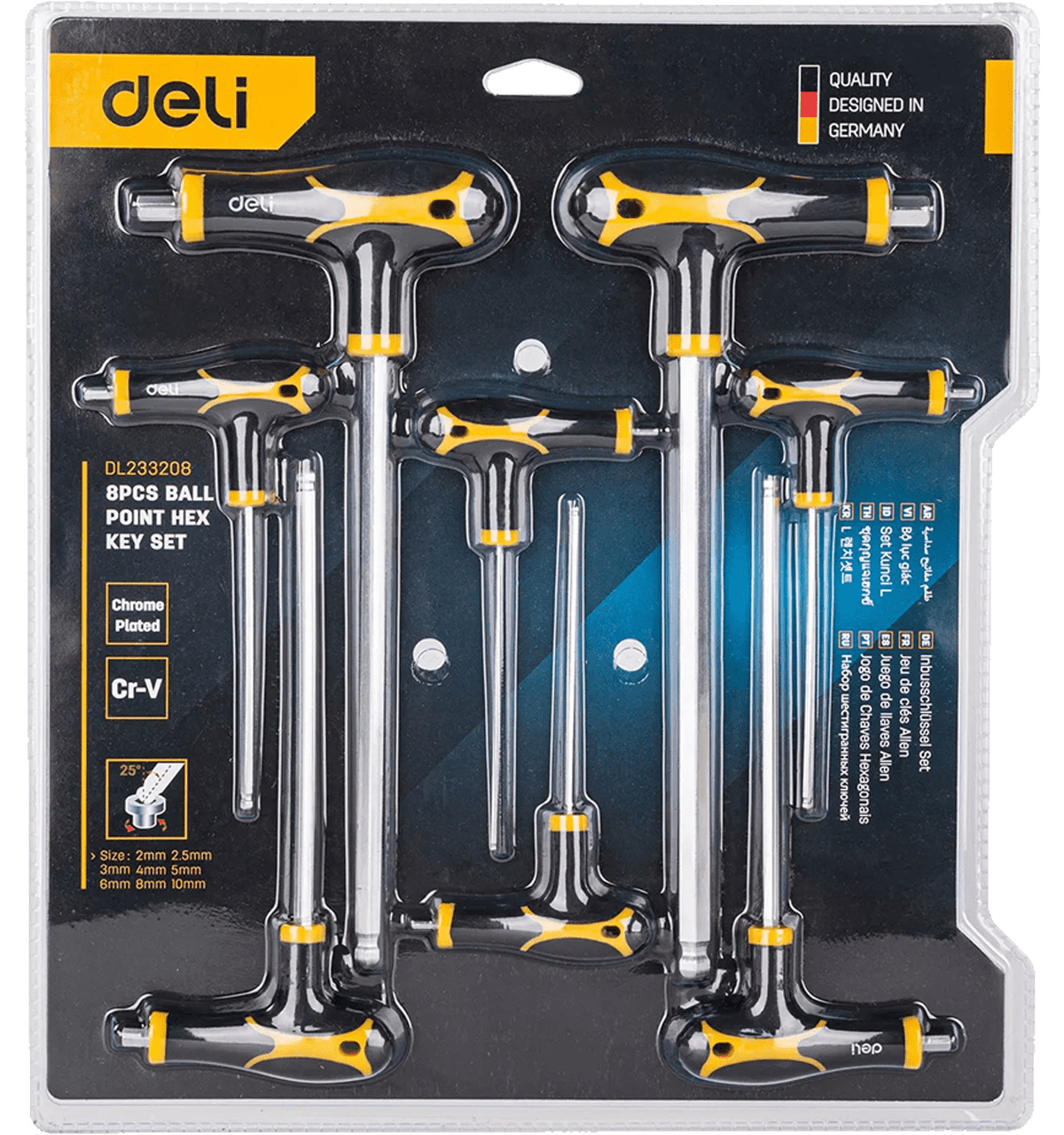 DL233208 T type Ball End Hex Key Set Deli Tools Malaysia DL233208 T type Ball End Hex Key Set Deli Tools Malaysia